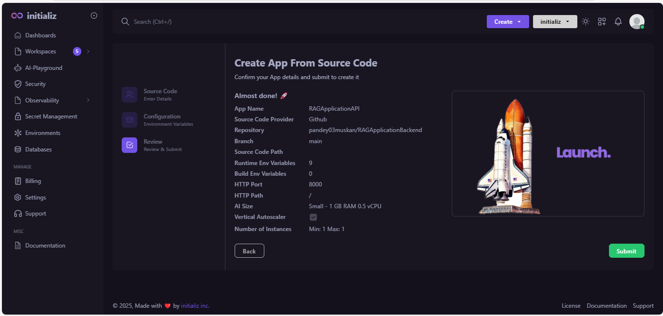 How To Build RAG Application | initializ Documentation